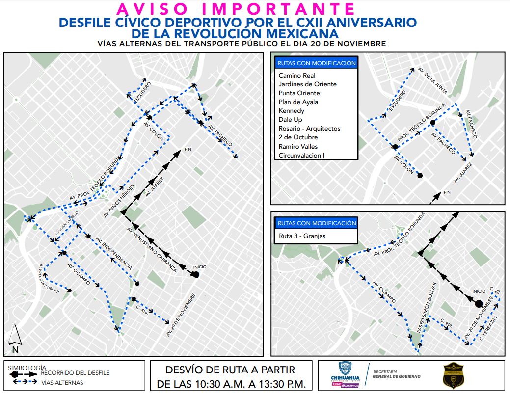 Da a conocer Gobierno del Estado cambio de rutas de camiones con motivo desfile del 20 de ...